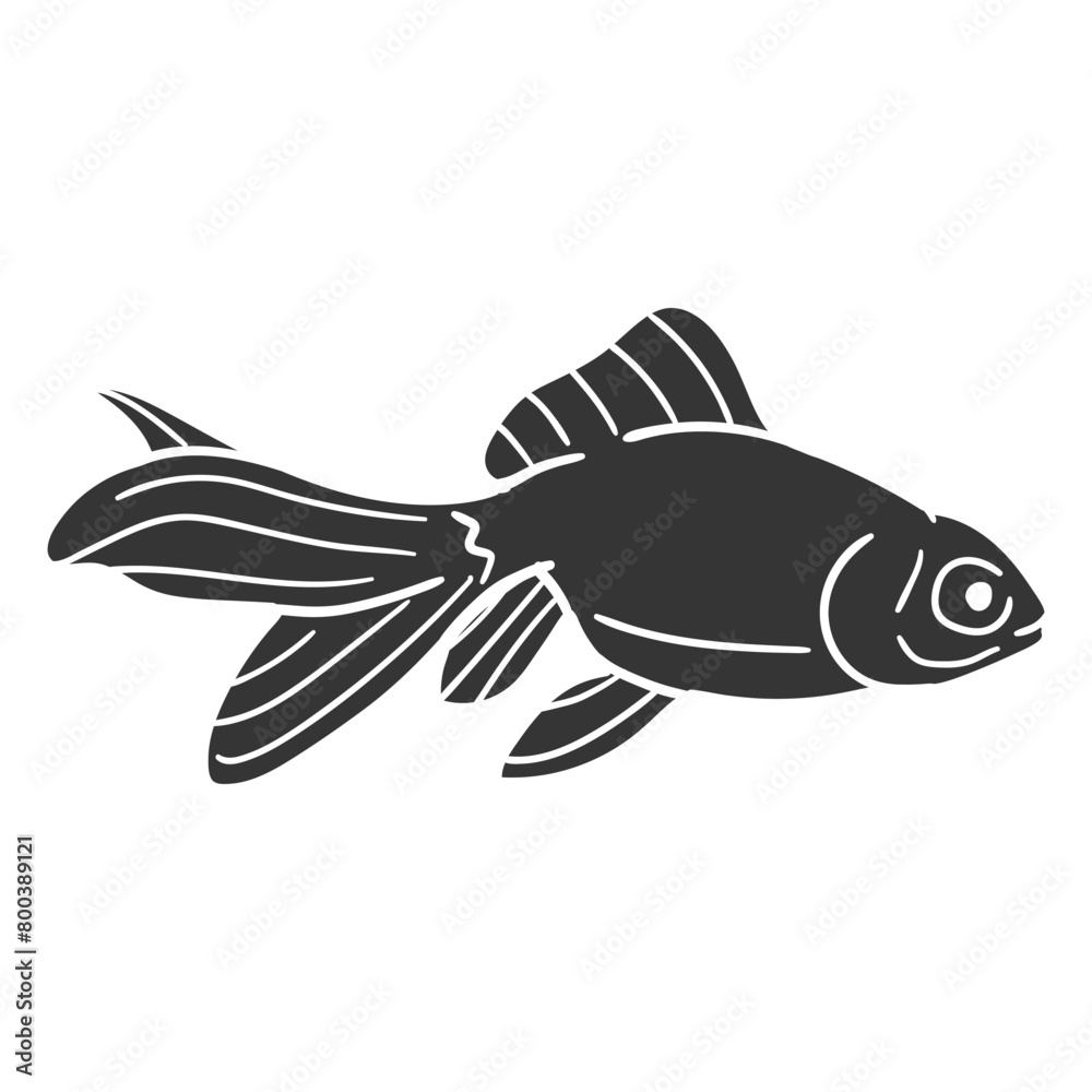 Goldfish Icon Silhouette Illustration. Fish Vector Graphic Pictogram ...