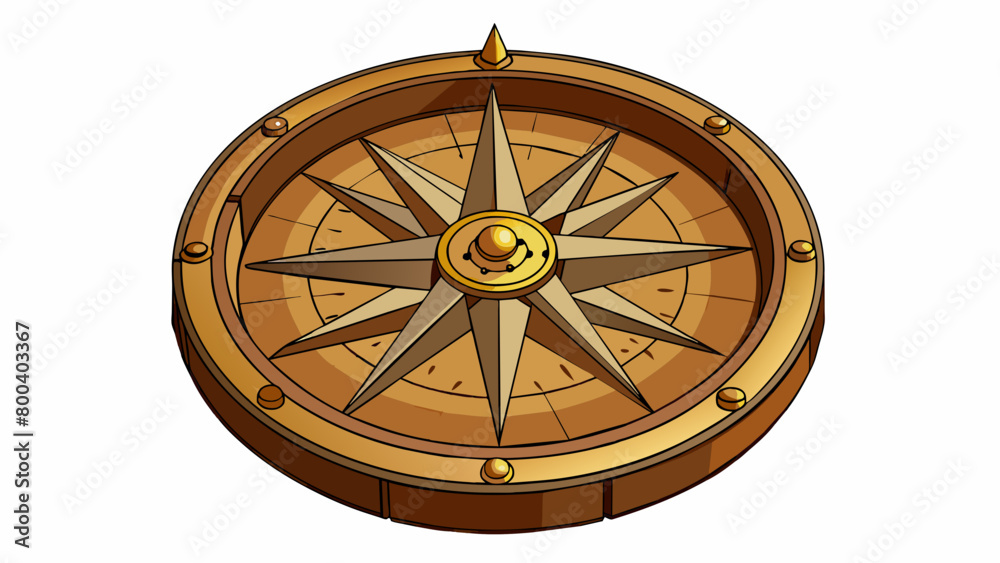 A bronze compass rose intricately engraved with various symbols and ...