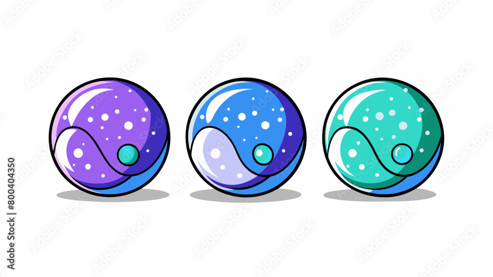 Vecteur Stock A group of marbles are lined up in a row on the ground ...