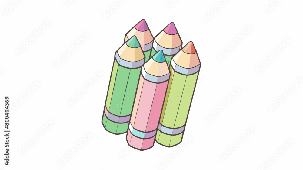 A handful of short stubby cylinders in a spectrum of soft pastel shades ...