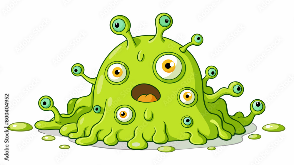 A massive oozing blob of slime with multiple eyes and mouths covering ...