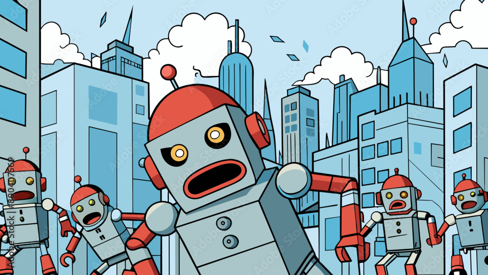In the bustling metropolis humanoid robots blend in seamlessly with the ...
