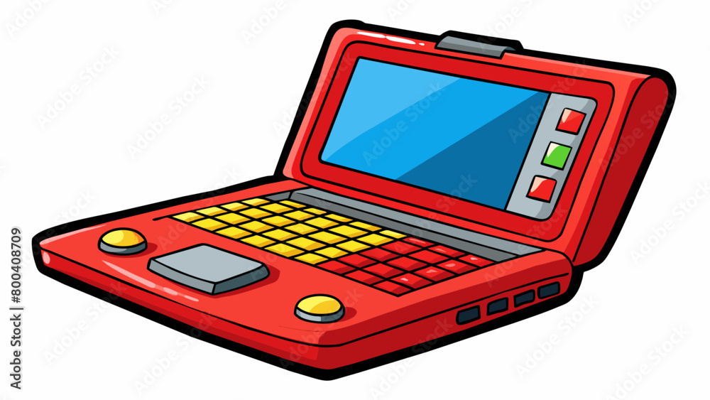 With a red and black color scheme the toy laptop looks like a mini ...
