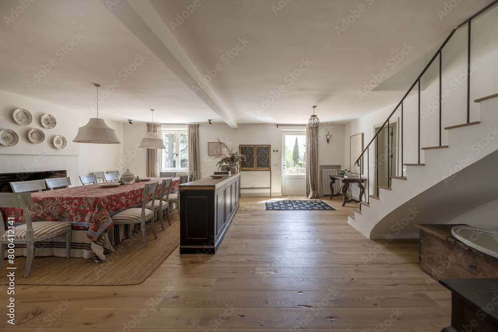 A living room with beautiful rural decoration furniture and wooden ...