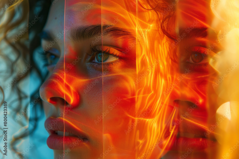 A series of overlapping, translucent circles in a spectrum of skin ...