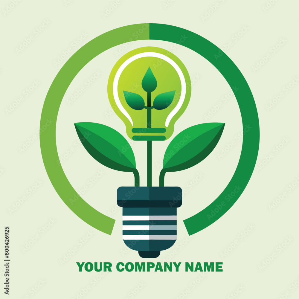 Renewable Energy Resources Logo with a Dynamic Plant Powered Light Bulb ...