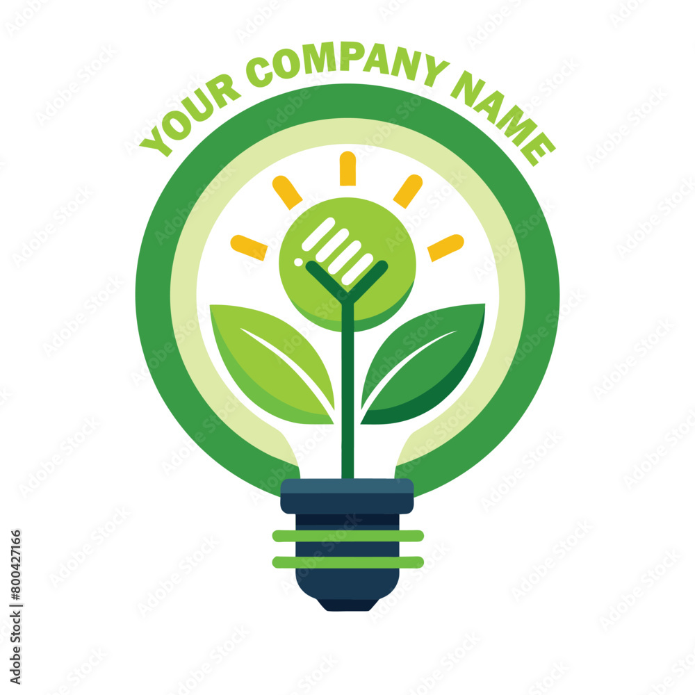Renewable Energy Resources Logo with a Dynamic Plant Powered Light Bulb ...