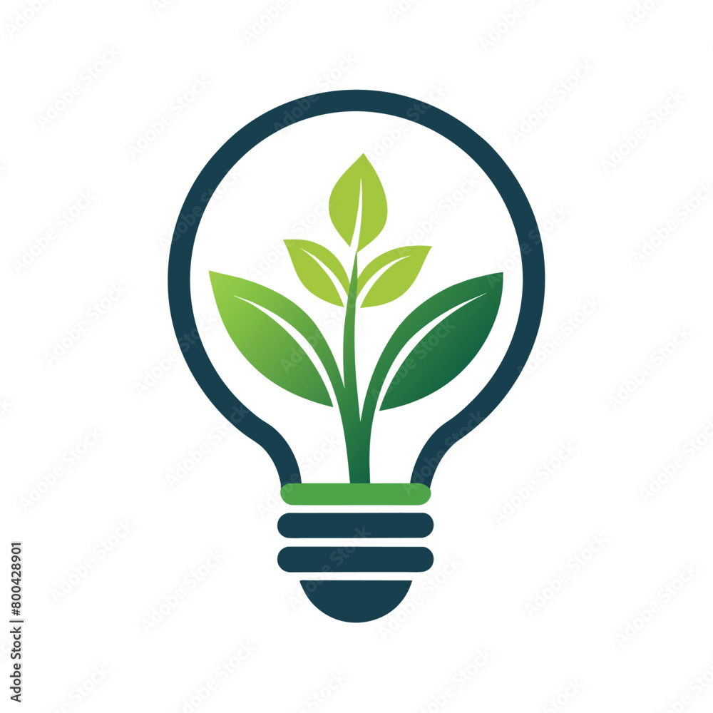 Renewable Energy Resources Logo with a Dynamic Plant Powered Light Bulb ...