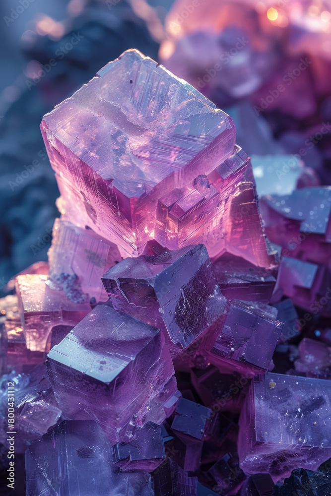 A detailed illustration of fluorite, capturing its cubic crystals and ...