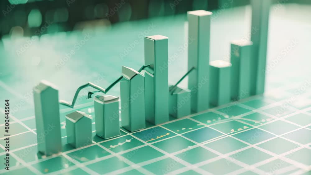 A bar chart displayed on a table, representing data in a visual format ...