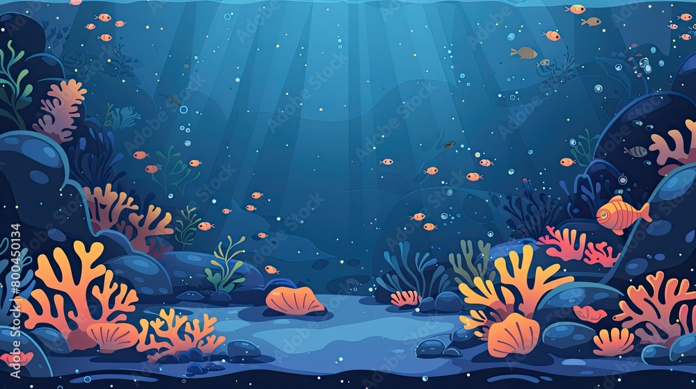 Cartoon Ocean Floor Background: Vector Style Stock Illustration | Adobe ...