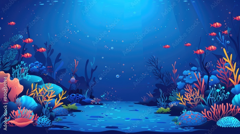 Cartoon Ocean Floor Background: Vector Style Stock Illustration | Adobe ...