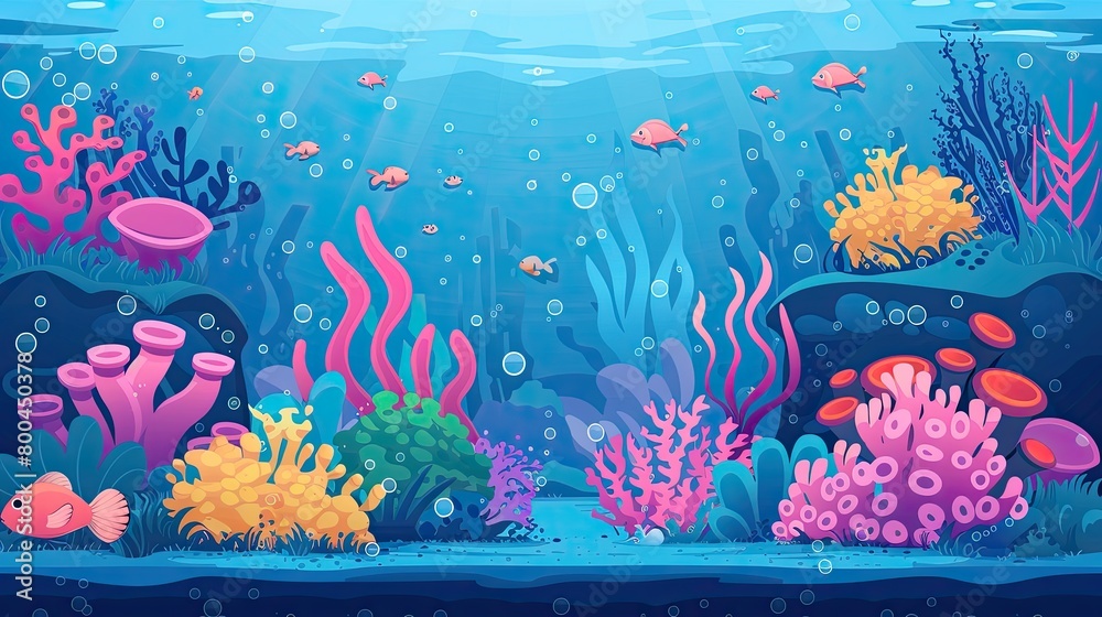 Cartoon Ocean Floor Background: Vector Style Stock Illustration | Adobe ...
