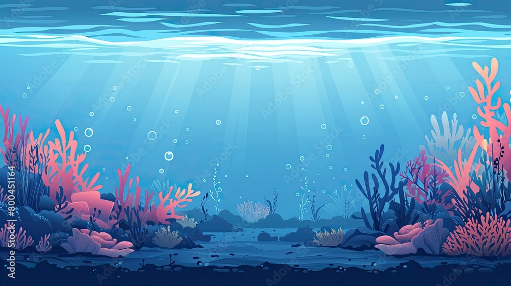 Cartoon Ocean Floor Background: Vector Style Stock Illustration | Adobe ...