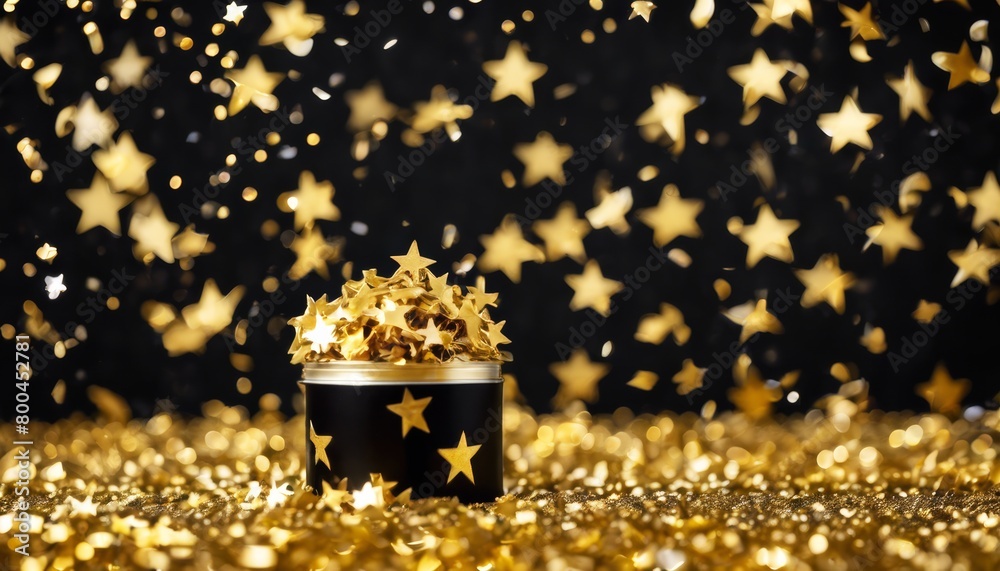 'confetti promotion stars background golden black premium offer store ...
