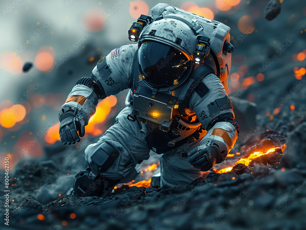 Advanced Earth Explorer Robot, with protective heat-resistant suit ...