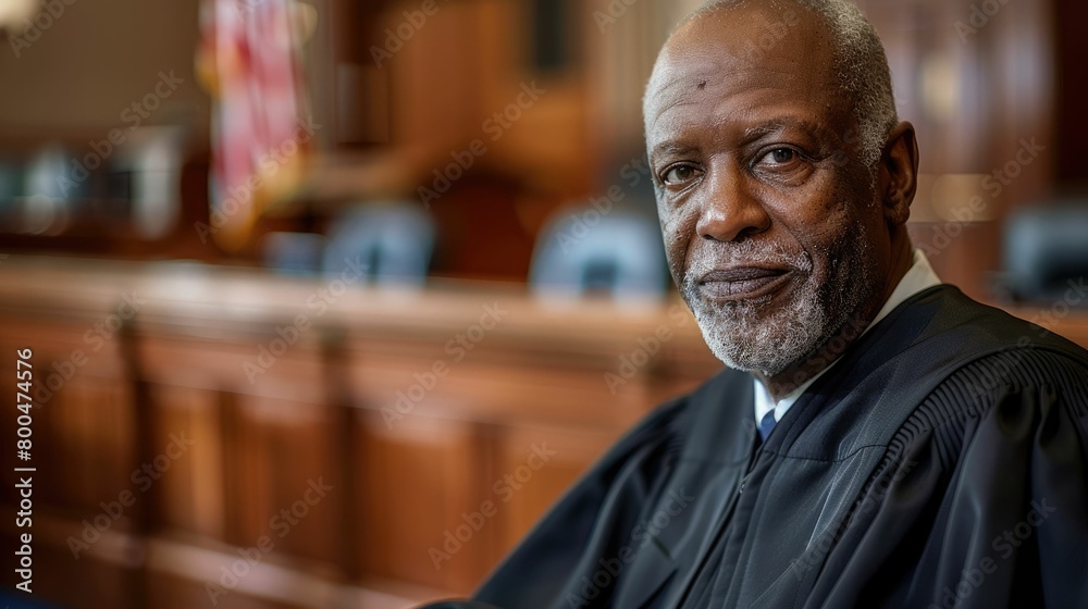 Foto de The picture of the african american judge is working inside the ...