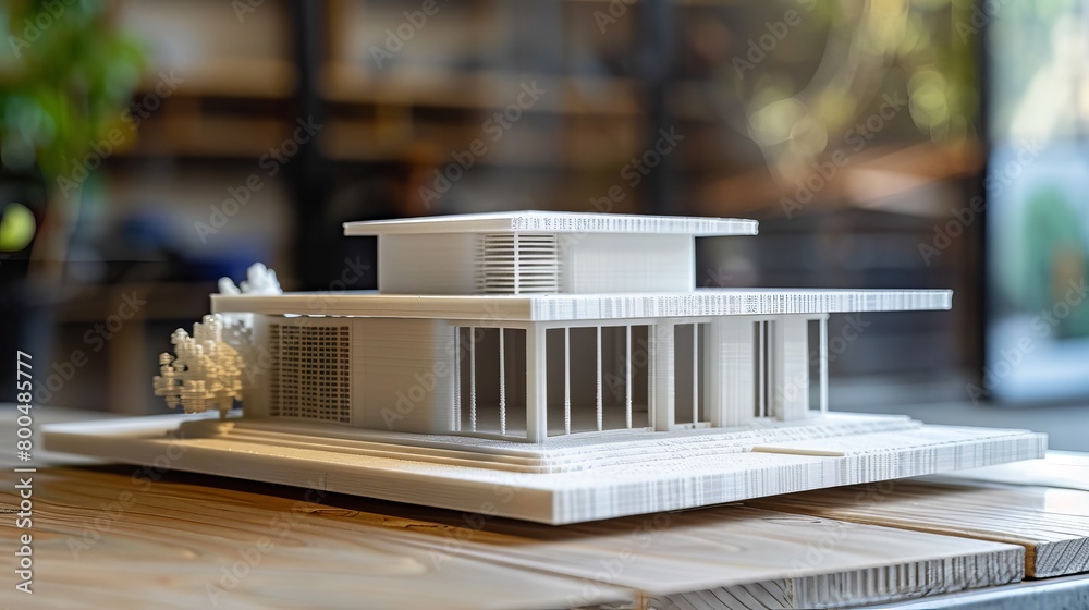 Architectural model of a house produced using a 3D printer, utilizing ...