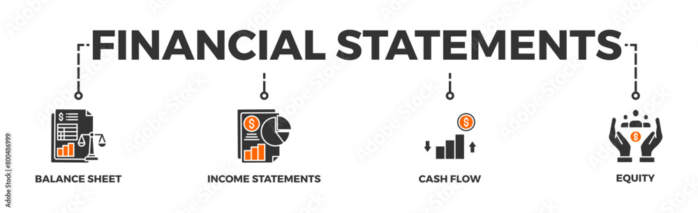 Financial statements banner web icon vector illustration concept with ...