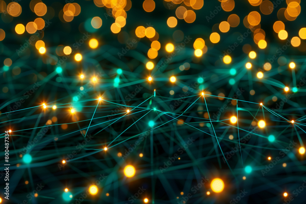 Illuminated network nodes representing secure communication protocols ...