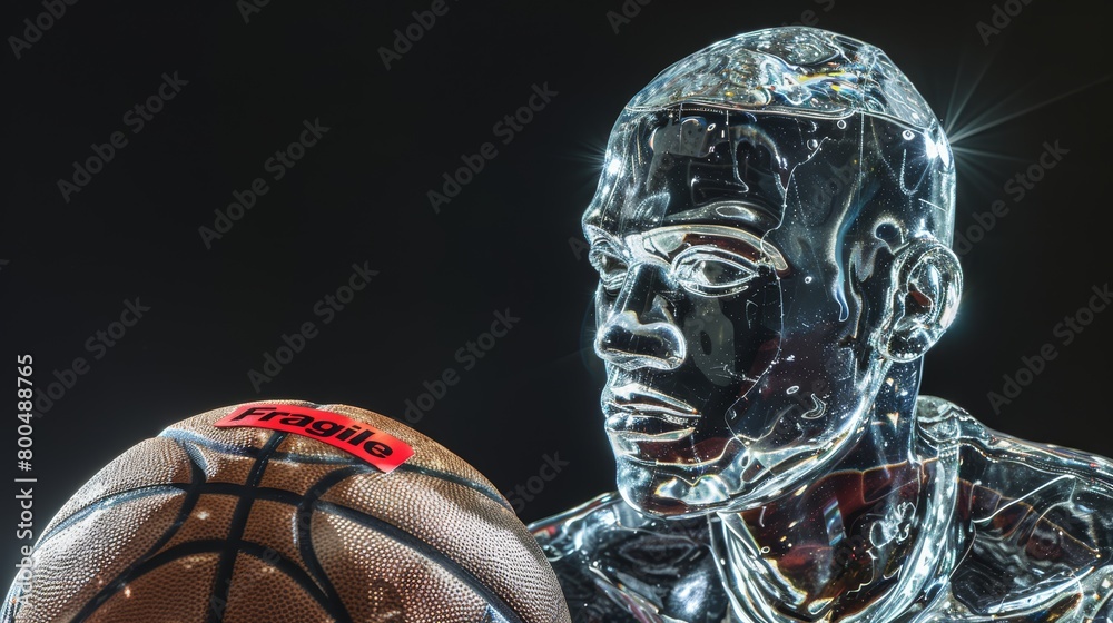Artistic stock photo depicting a life-sized clear glass baseball player ...