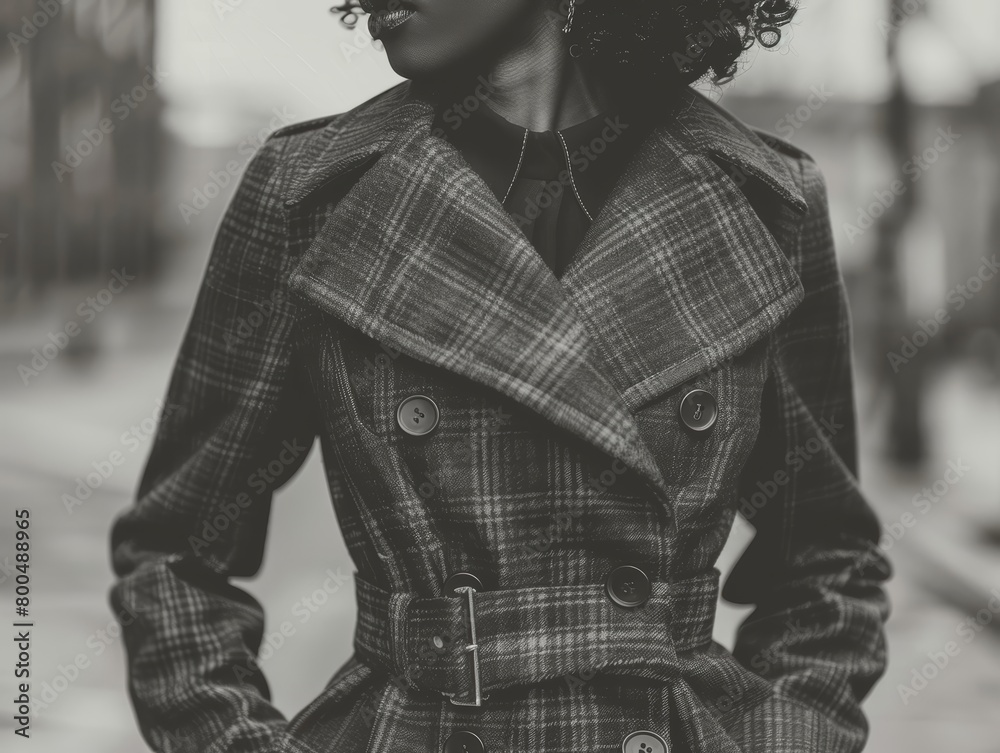 Close-up of a black woman strolling through 1950s Detroit ...