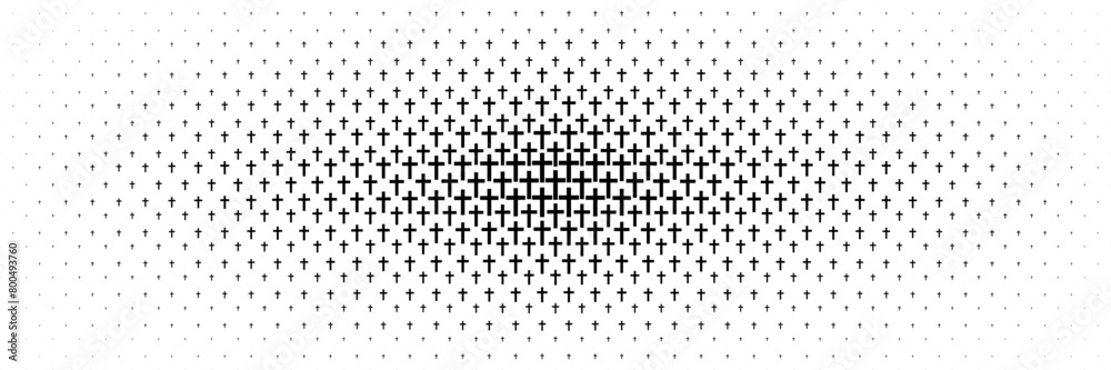 horizontal halftone of black cross from center design for pattern and ...
