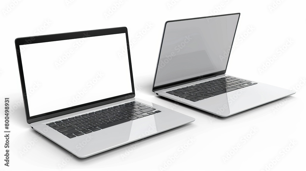 Realistic laptop mockup featuring a blank screen isolated on a white ...