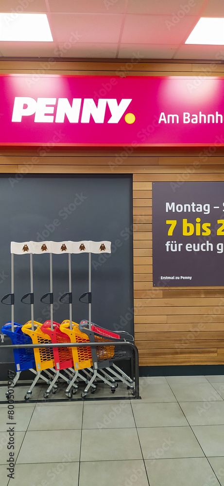 Dresden, Germany - April 18, 2024: Penny supermarket sign at ...