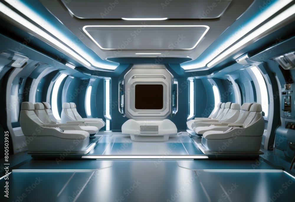 'blue spaceship interior white rendering d spacecraft ship space ...