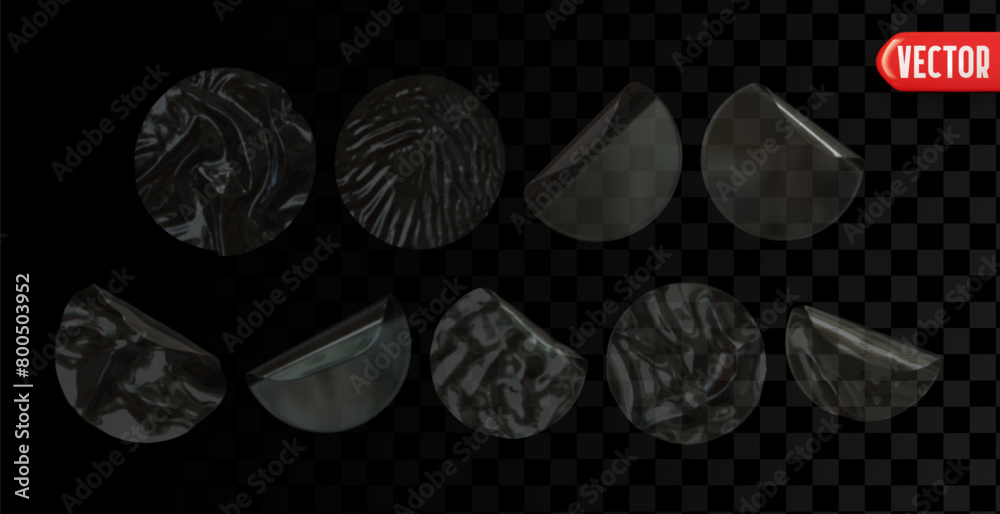 Set of round stickers transparent effect of plastic and polyethylene ...