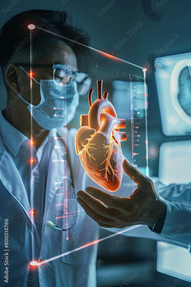 Cardiologist doctor examine patient heart functions and blood vessel on ...