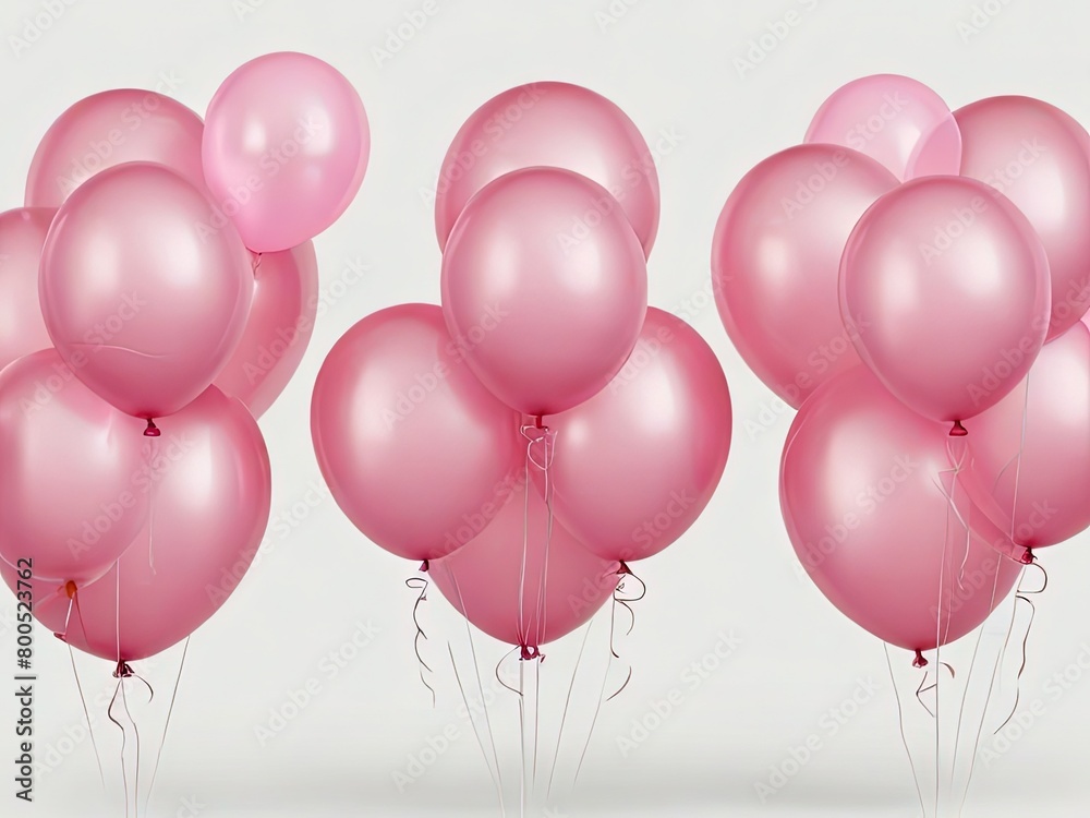 Set of pink balloons isolated on transparent background and cutout ...