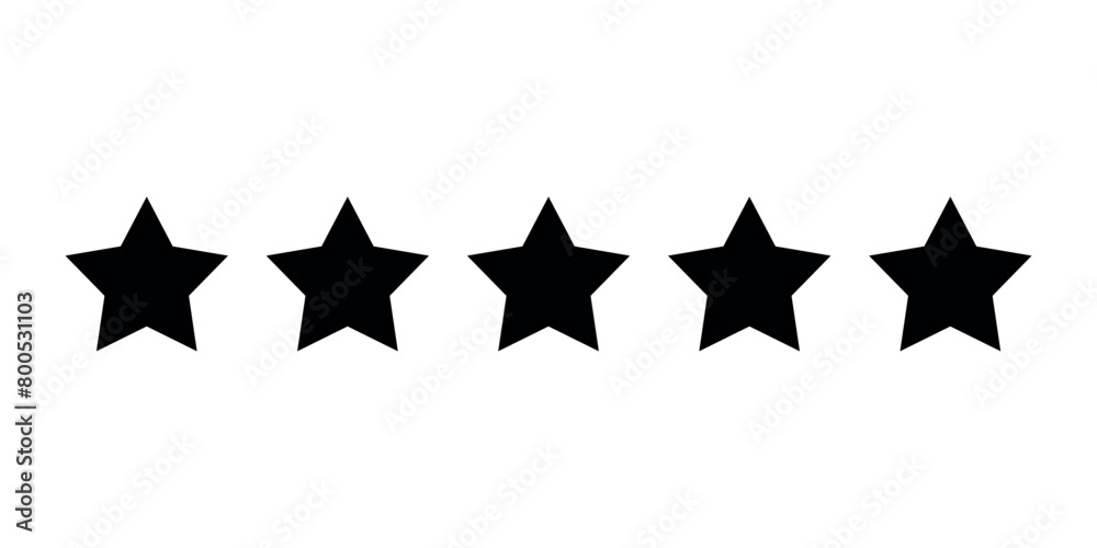 Five star rating, black silhouette of stars on a transparent background ...