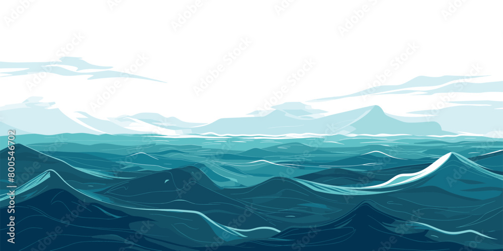 Vetor de Ocean Waves Vector, Dynamic Sea Waves in Various Shades of ...