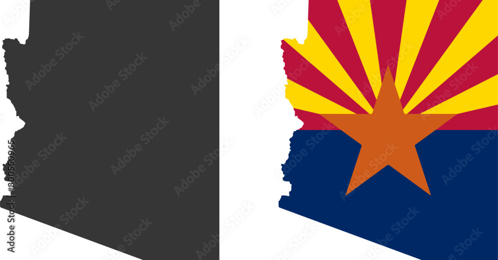 Arizona state of USA. Arizona flag and territory. States of America ...