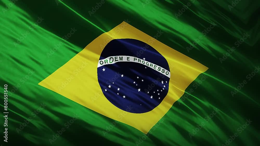 Brazil Flag waving in the wind. Realistic animated Brazilian Flag ...