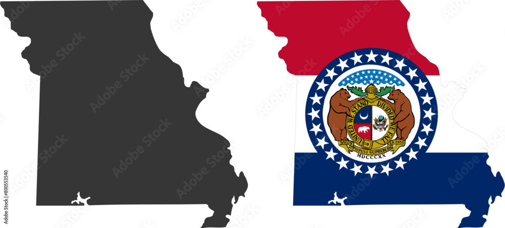 Missouri state of USA. Missouri flag and territory. States of America ...