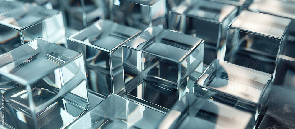 Abstract geometric glass blocks texture, 3D render style wallpaper or ...