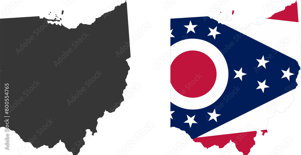 Ohio state of USA. Ohio flag and territory. States of America territory ...