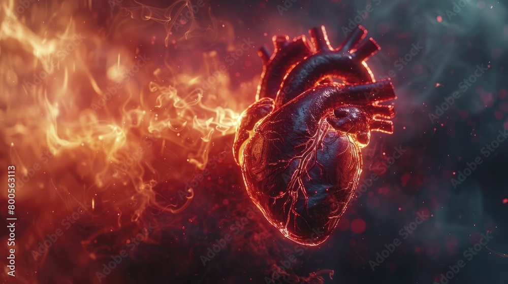 Heart and blood flow visualized in a looping abstract animation, loop ...