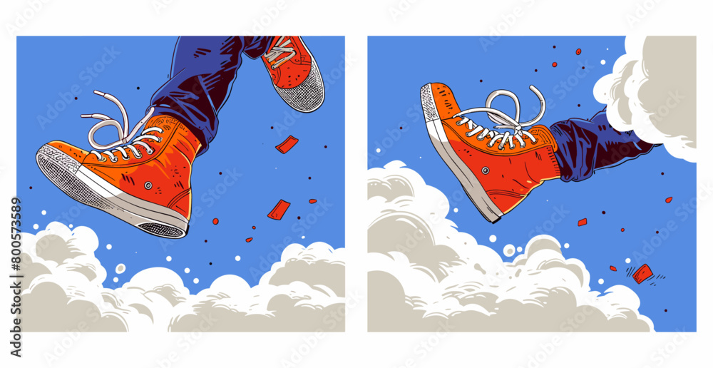 Hand drawn vector illustration of cartoon characters falling down from ...