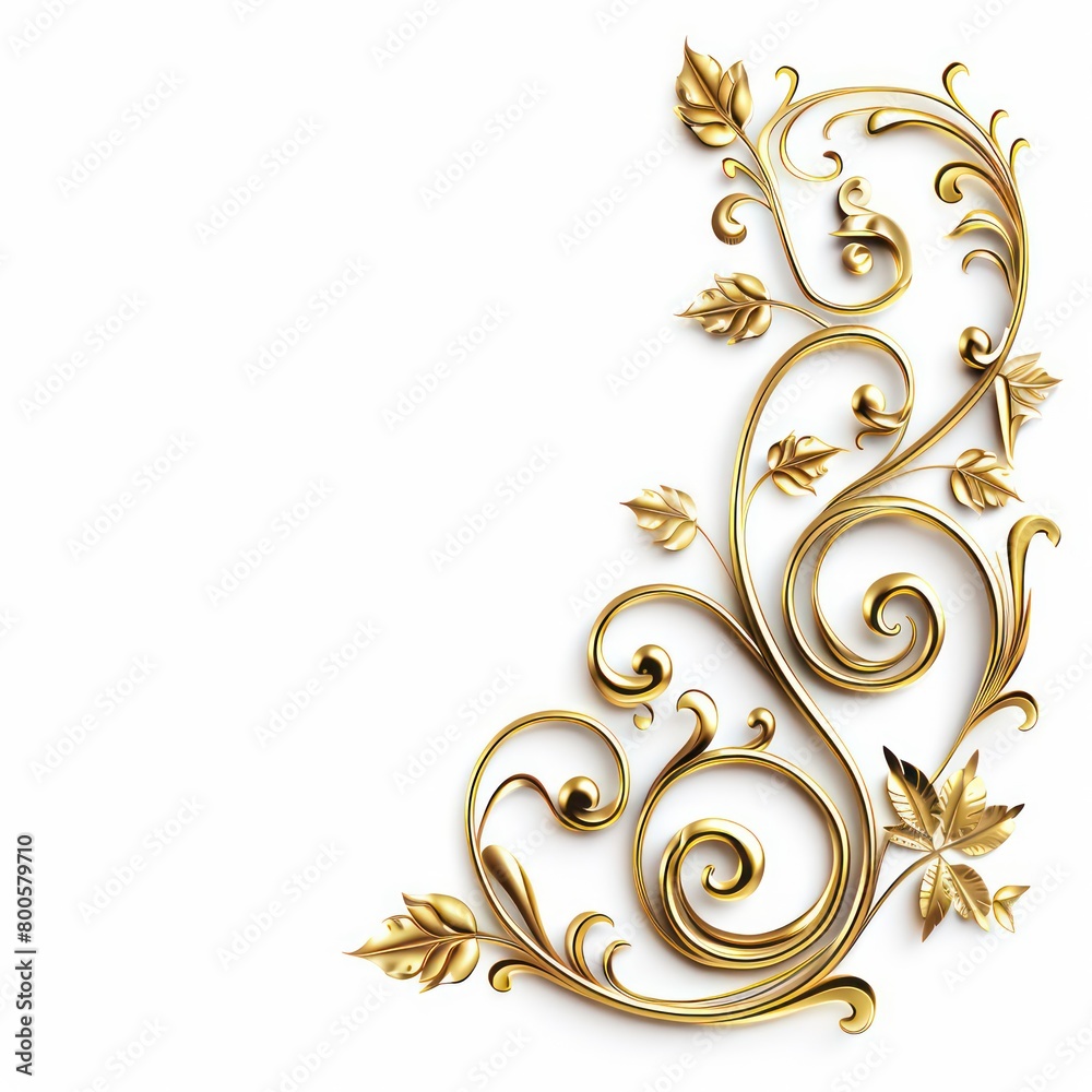 minimalist gold metallic corner decorated with swirls and flourishes on ...