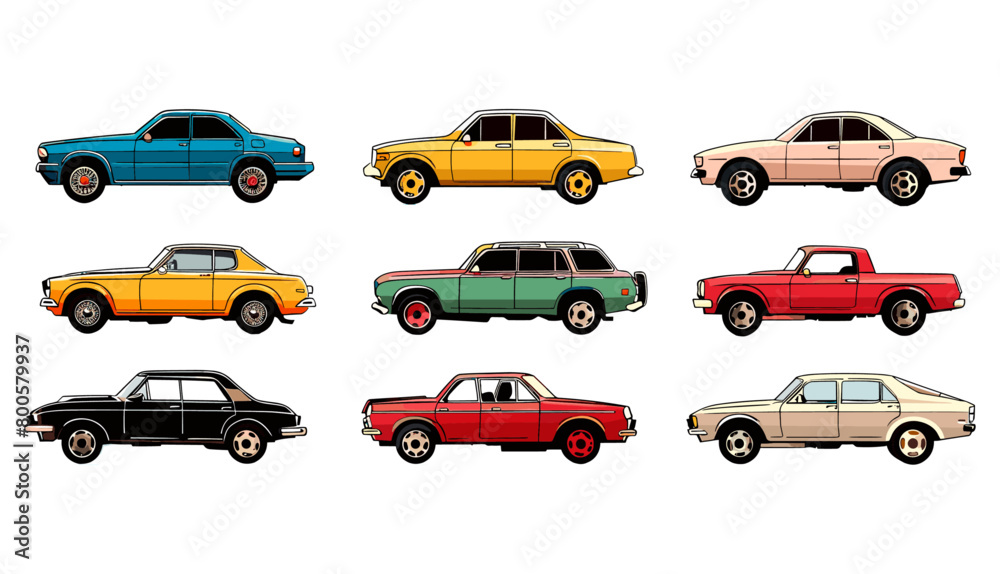 Hand drawn trendy Vector illustration, Cartoon style, Every car is ...