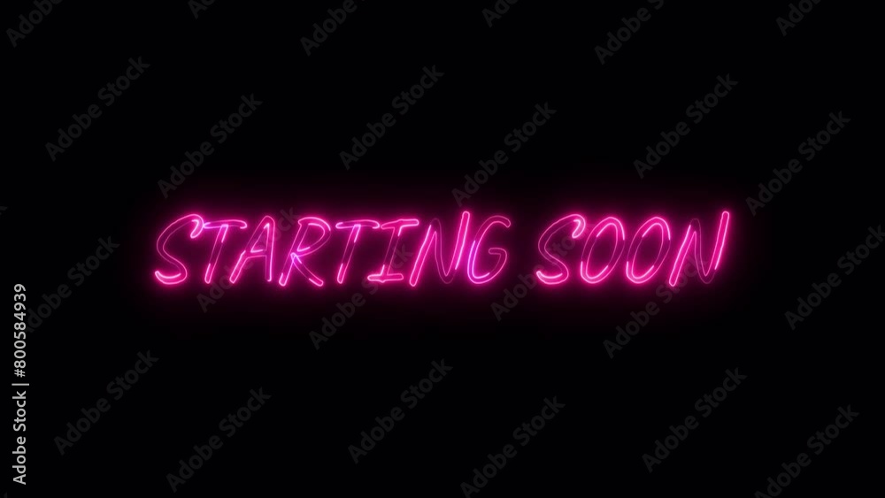 Stream starting soon neon text animation suitable for video live ...