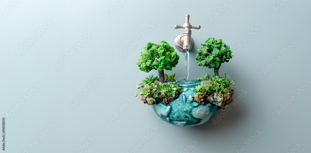 World environment day. Earth day and World water day concept on white ...