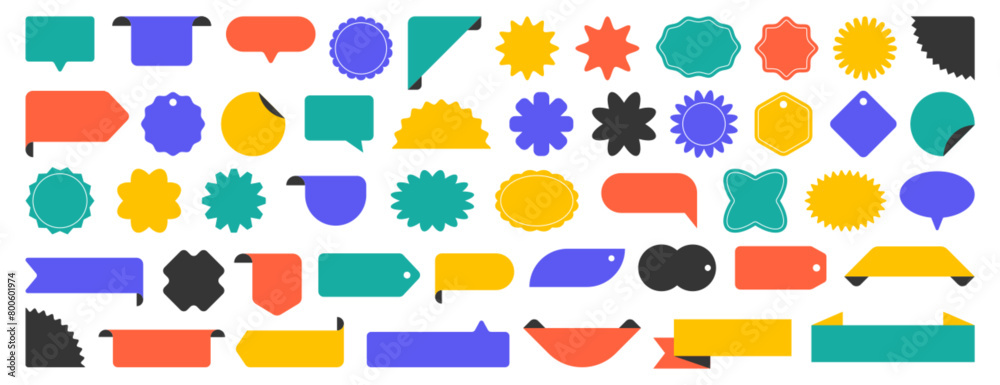 Set of starburst sticker, sale badge, price tag, shopping labels. Empty ...