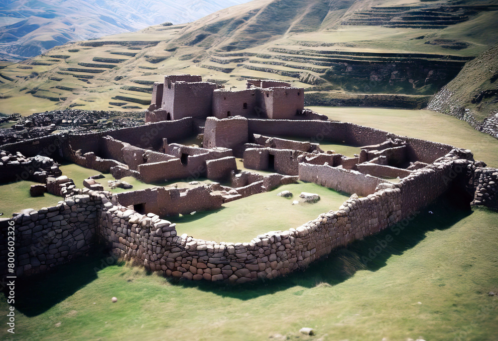 'Ruins Cusco Aerial fortress Puka Inca view Pukara Peru Travel City ...