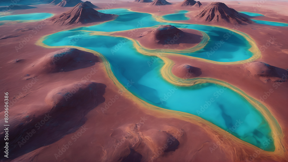 Scene of aqueous-colored liquids mixing and melding on a textured ...