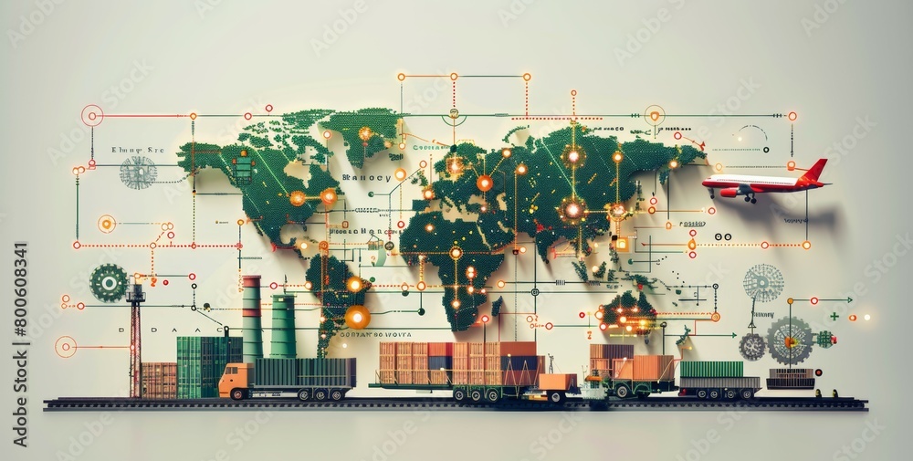 Transport logistics, logistics supply chain illustration. Export ...